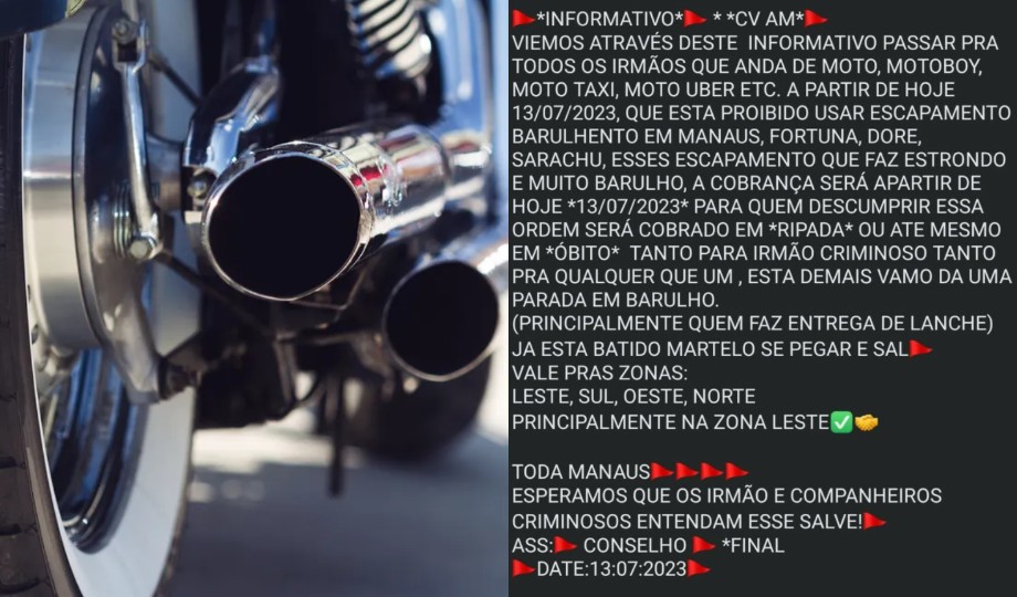 Em Manaus, aviso do CV ameaça matar e dar ripada em condutores com ...